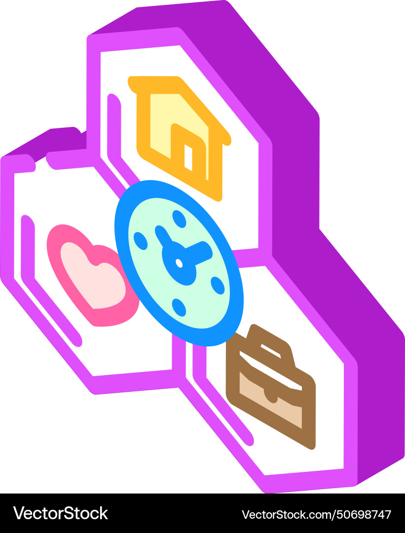 Work life integration time isometric icon Vector Image