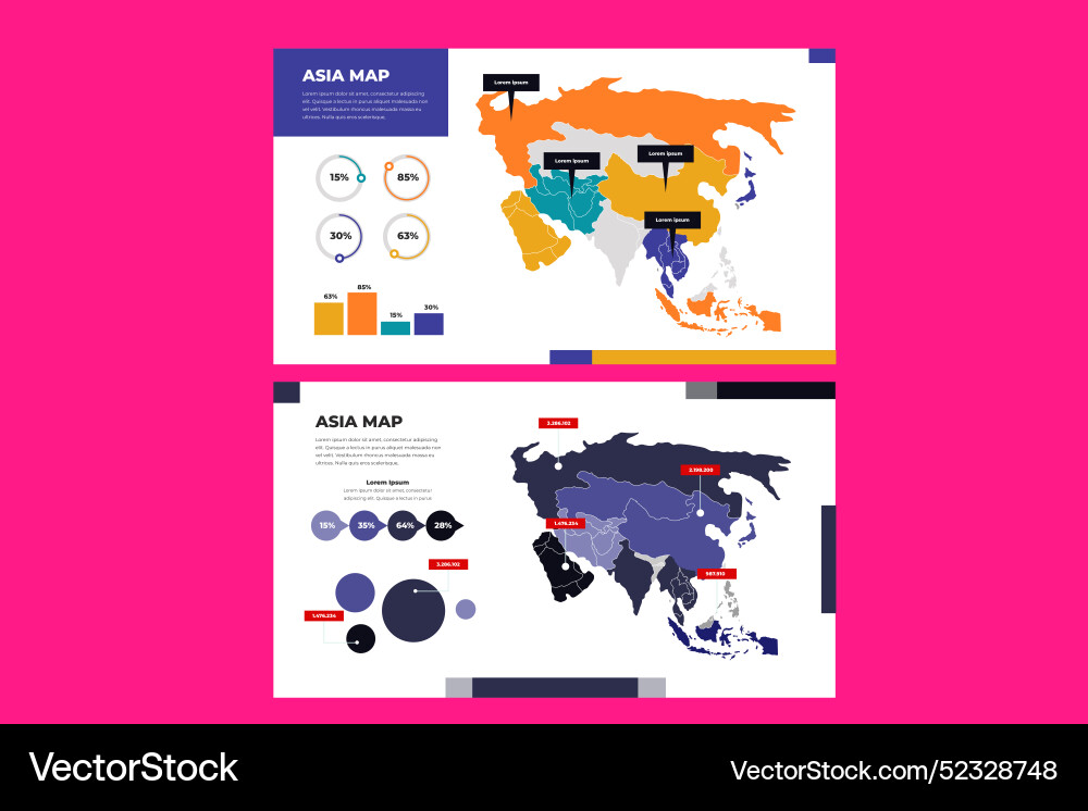 Asia map infographic in flat design Royalty Free Vector