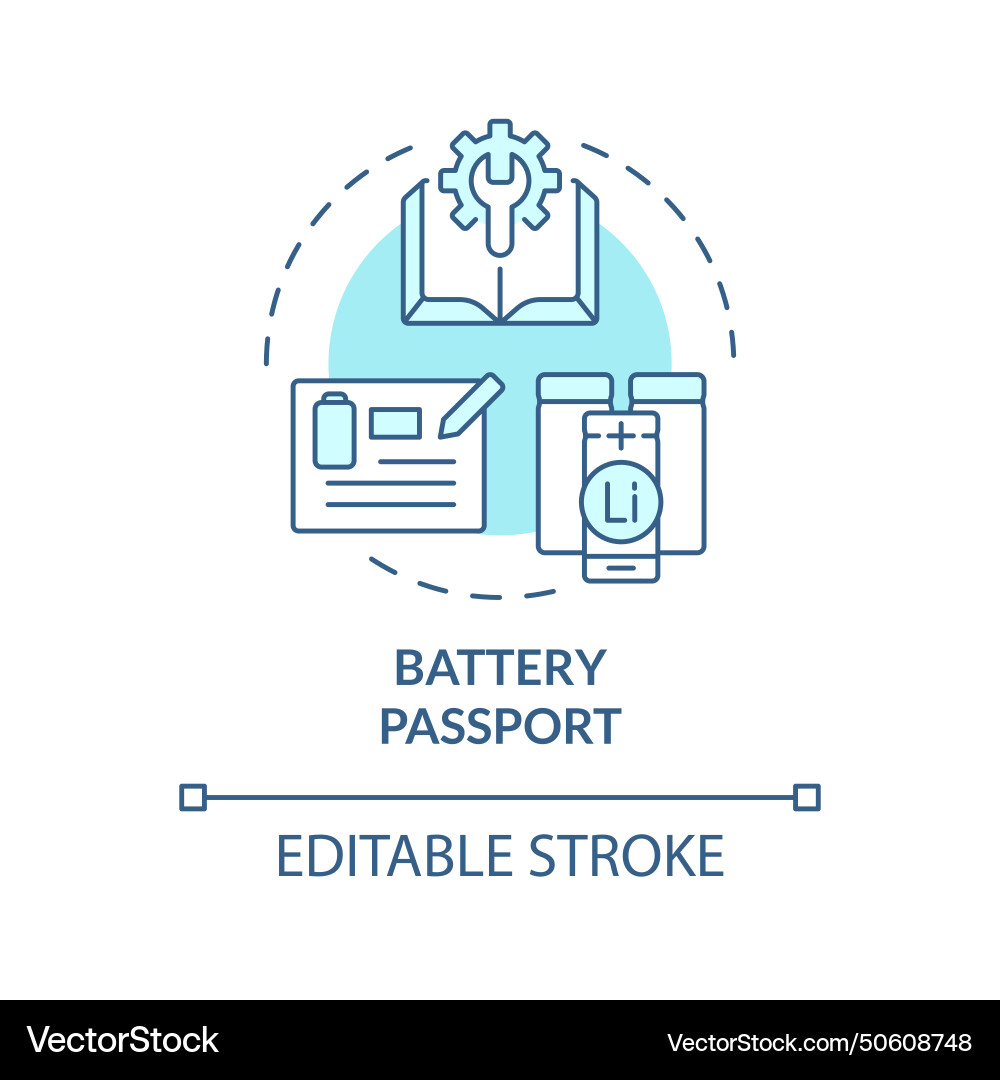 Battery passport soft blue concept icon Royalty Free Vector