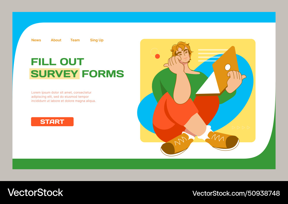 Fill out survey forms landing page online Vector Image