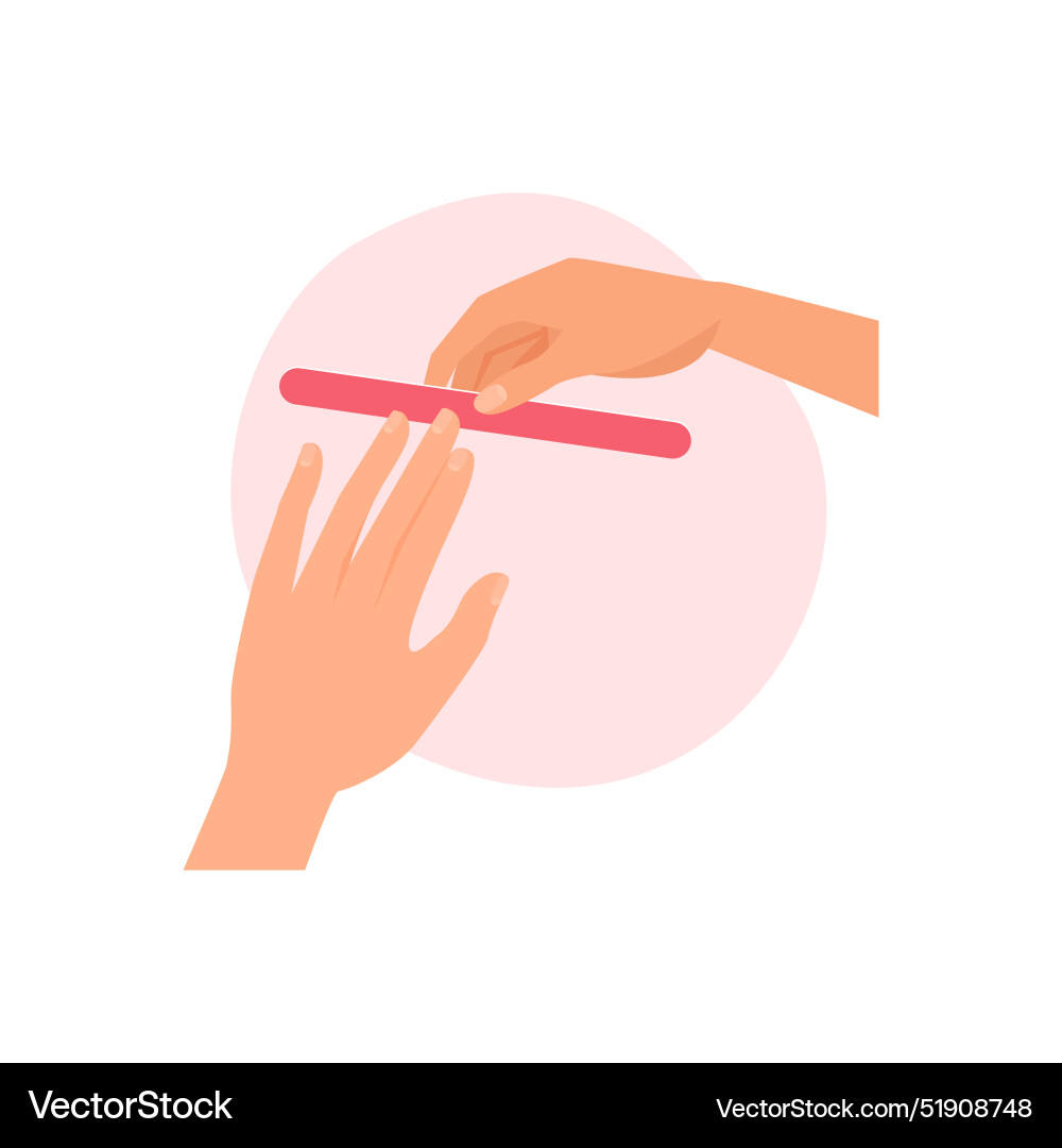 Hands filing nails with nail file during manicure Vector Image