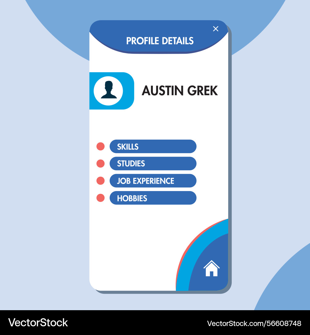 Profile details ui card Royalty Free Vector Image