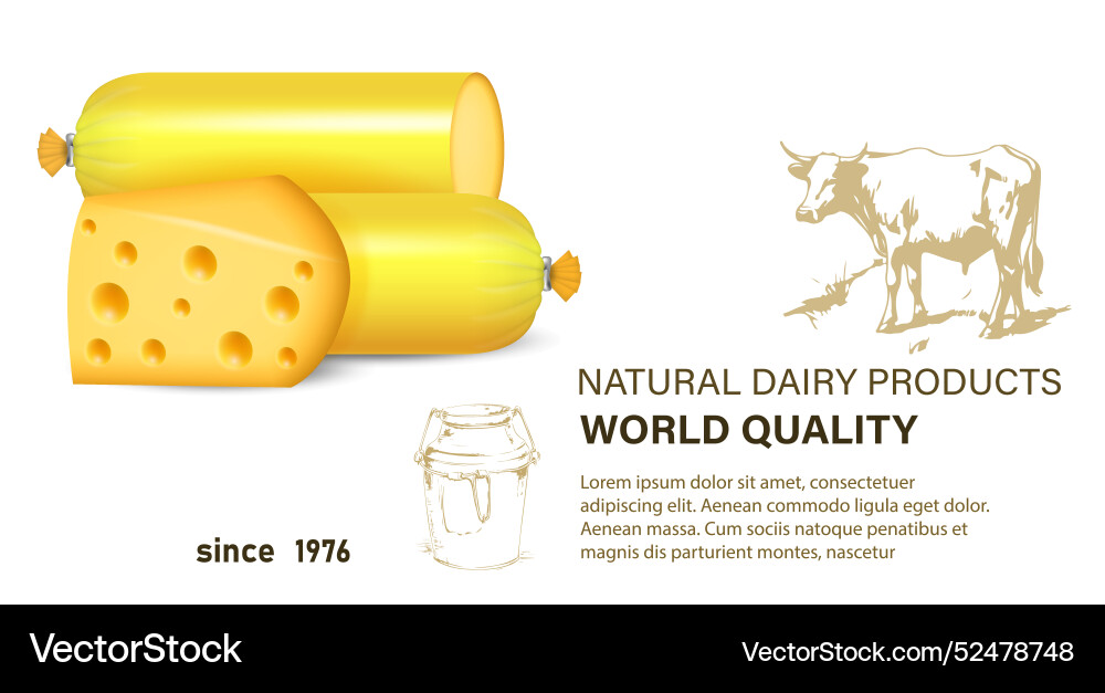 Realistic sausage cheese packaging design Vector Image