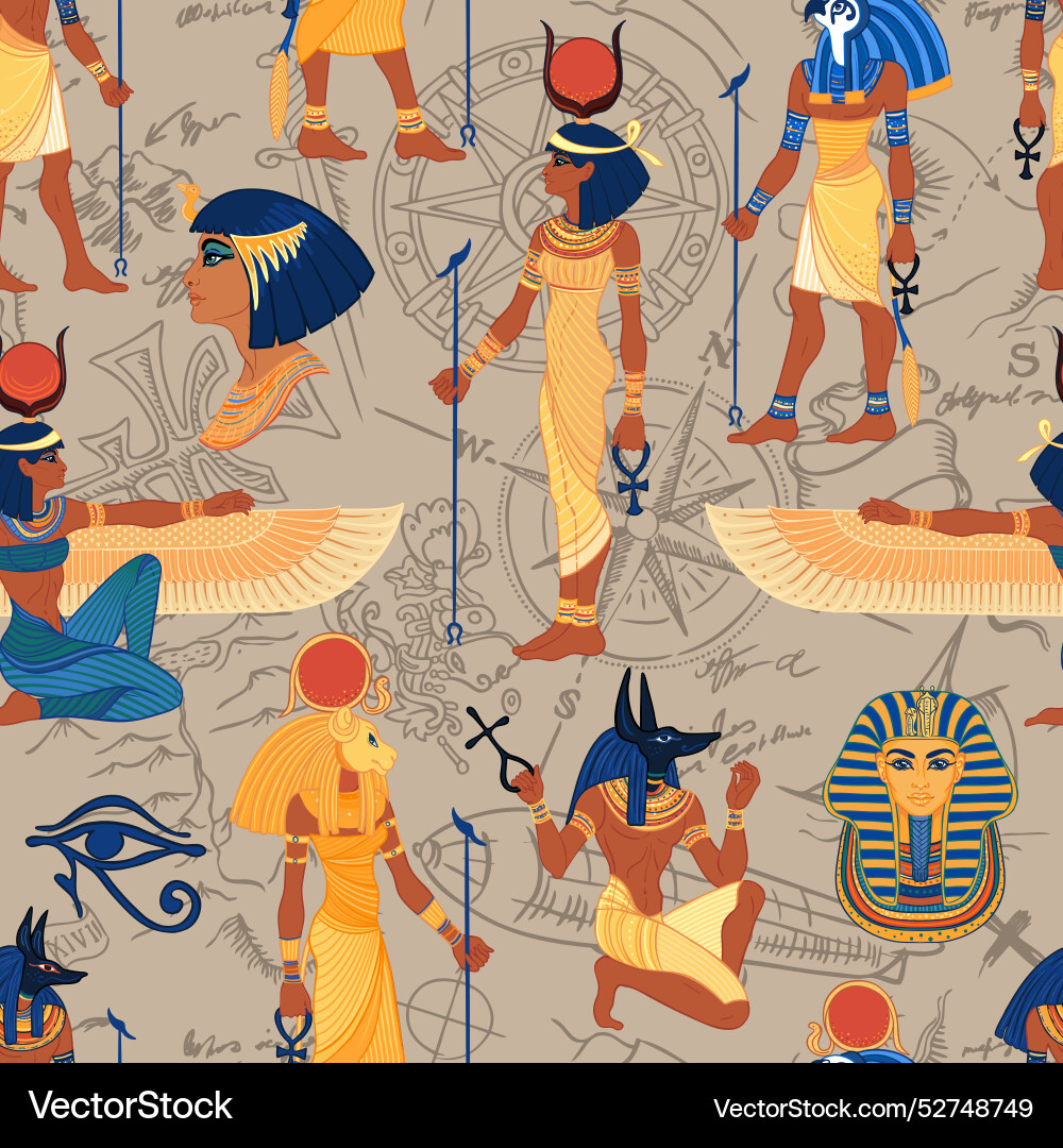 Ancient egypt vintage seamless pattern Royalty Free Vector