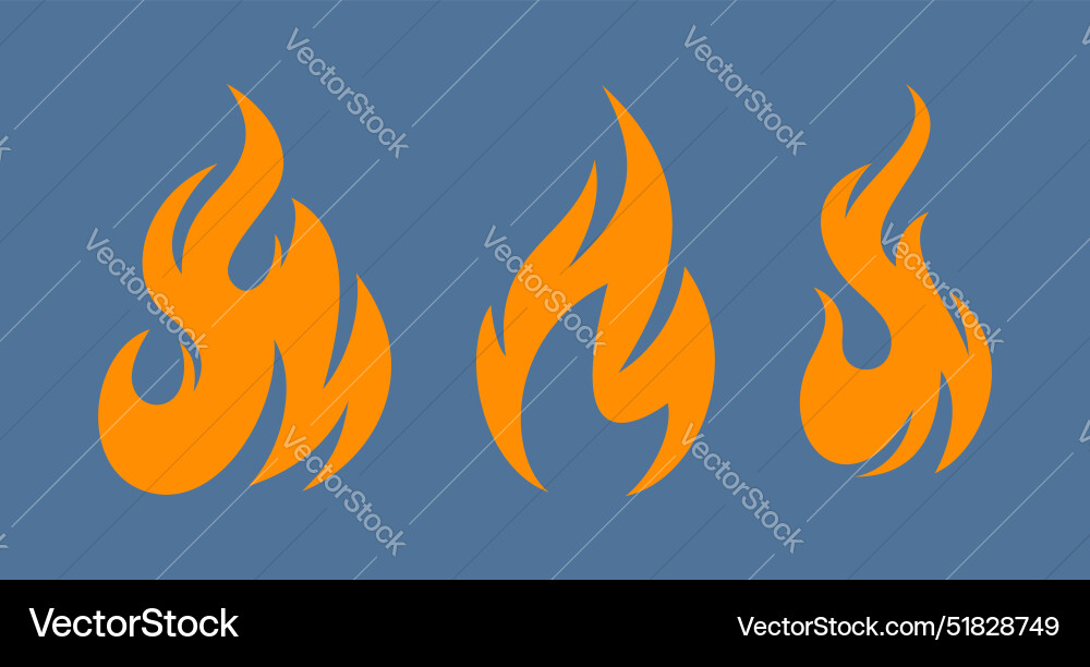 Fire flames set icons and outl Royalty Free Vector Image