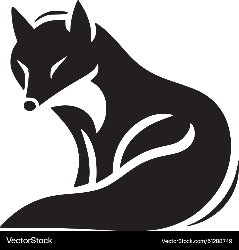 Fox - black and white Royalty Free Vector Image