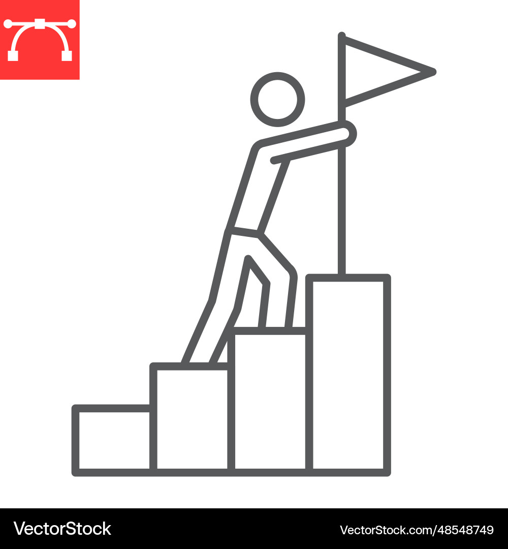Goal by achieving the next step line icon Vector Image