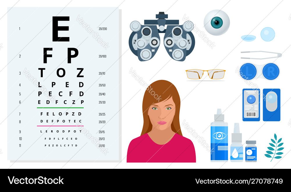Isometric set ophthalmology and eye care icons Vector Image