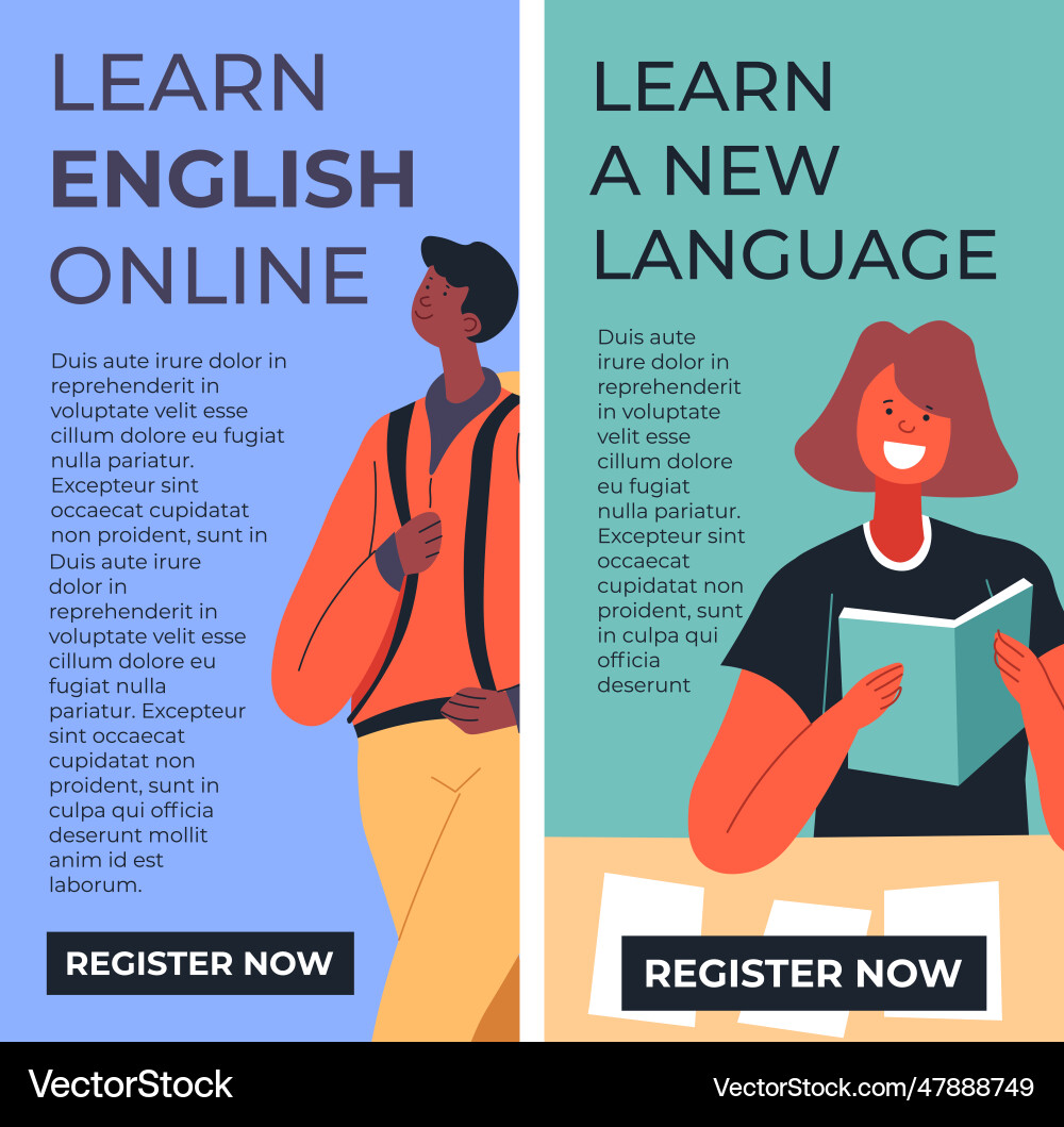 Learn english online new language website banner Vector Image