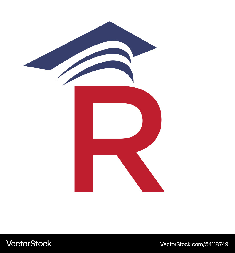 Letter r education logo concept with graduation Vector Image