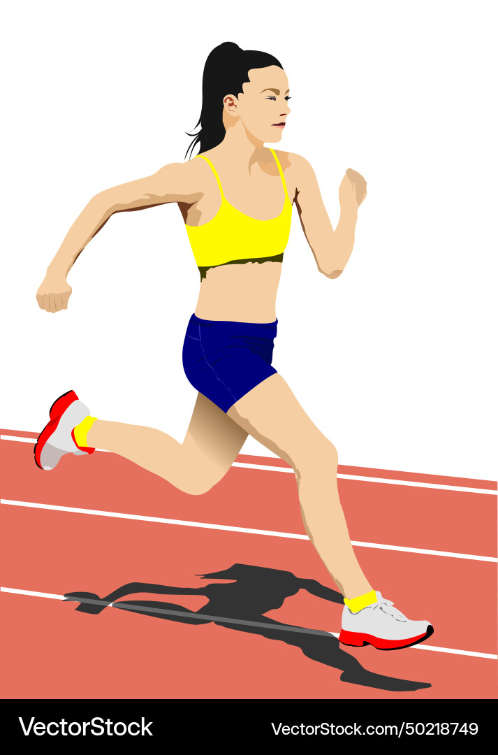 Running woman track and field 3d Royalty Free Vector Image