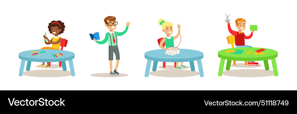 Talented children enjoy creative hobby Royalty Free Vector