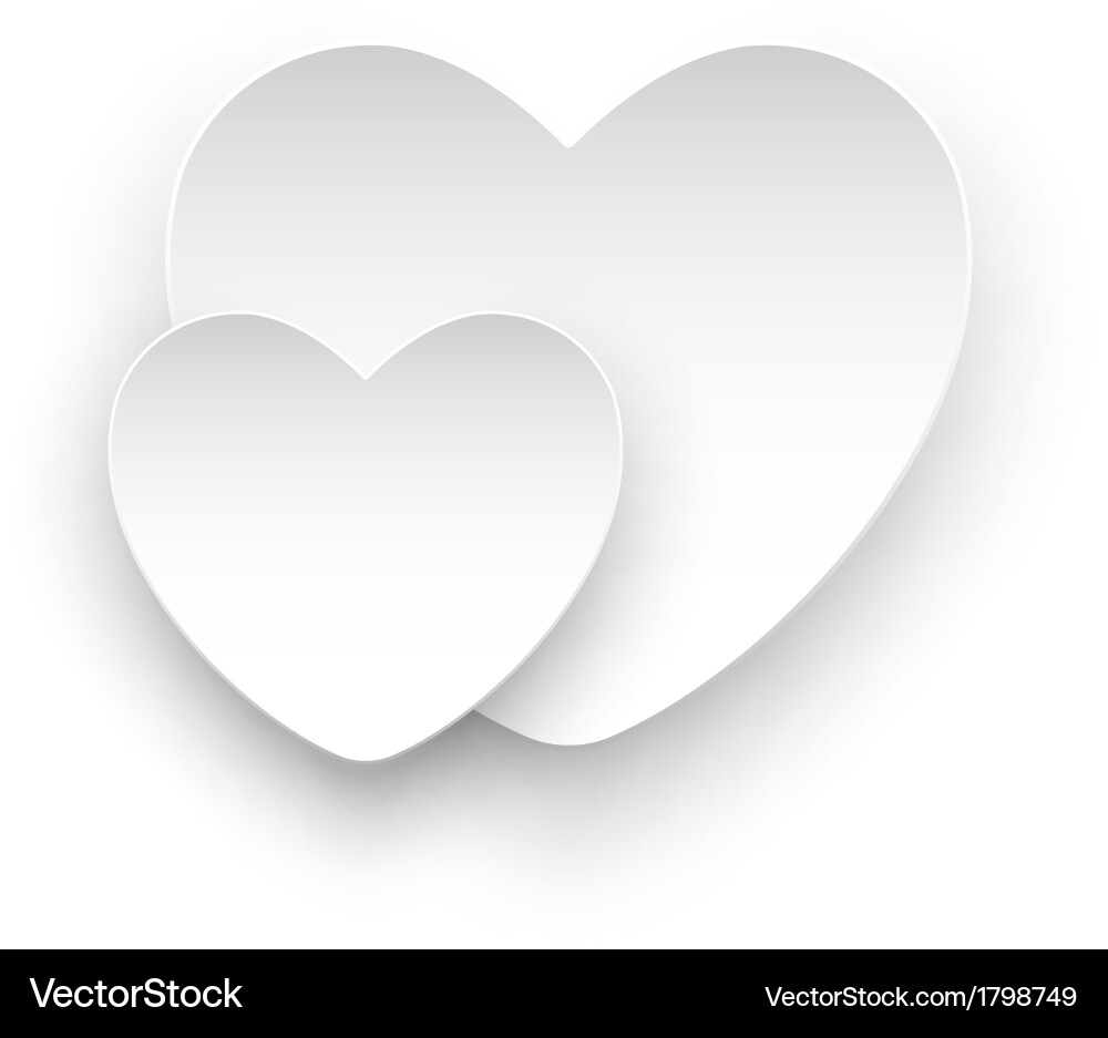 Two White Paper Hearts Royalty Free Vector Image