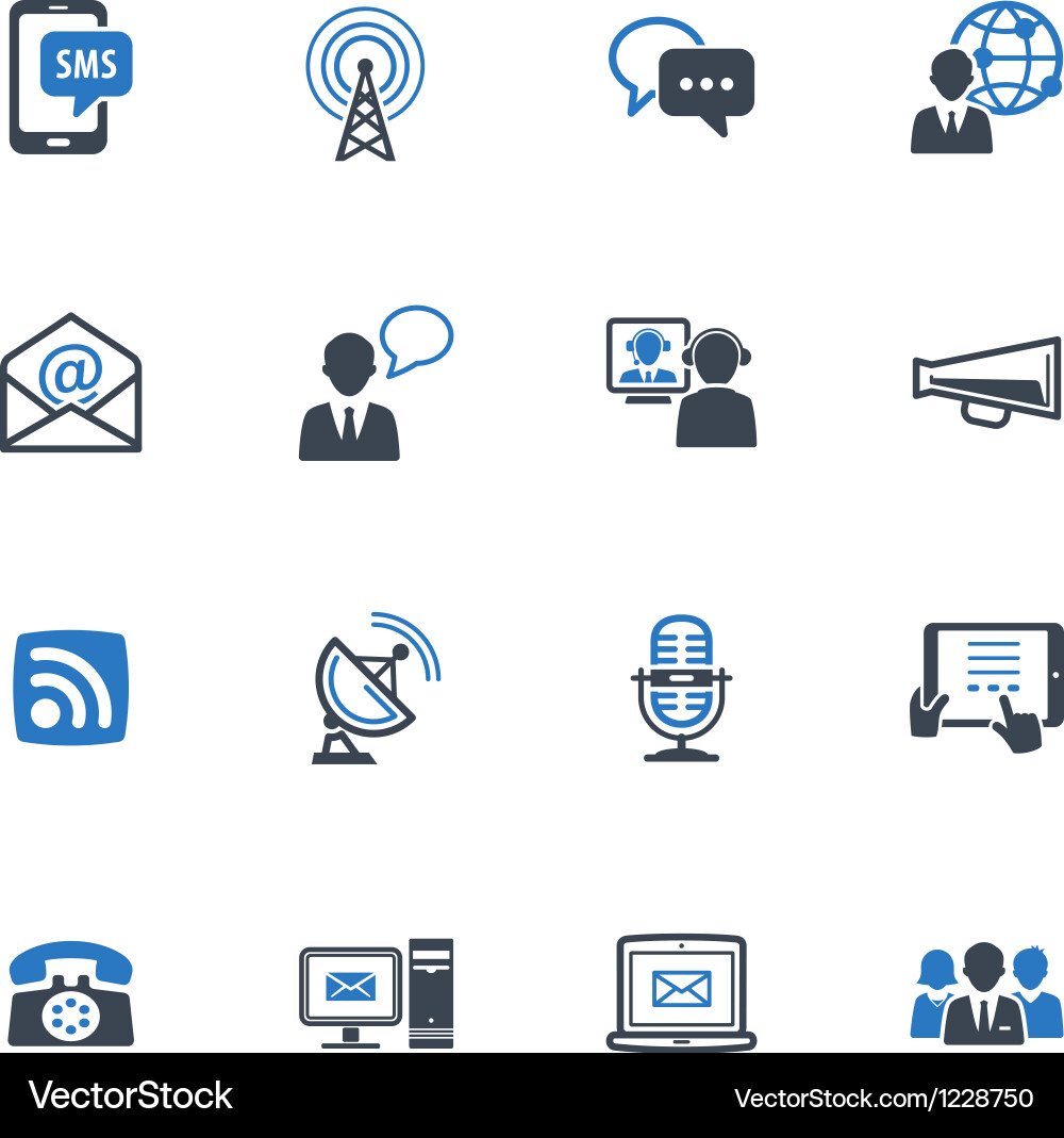 Communication icons set 1 - blue series Royalty Free Vector