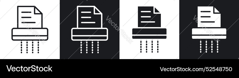 Document shredder thin line icon set Royalty Free Vector
