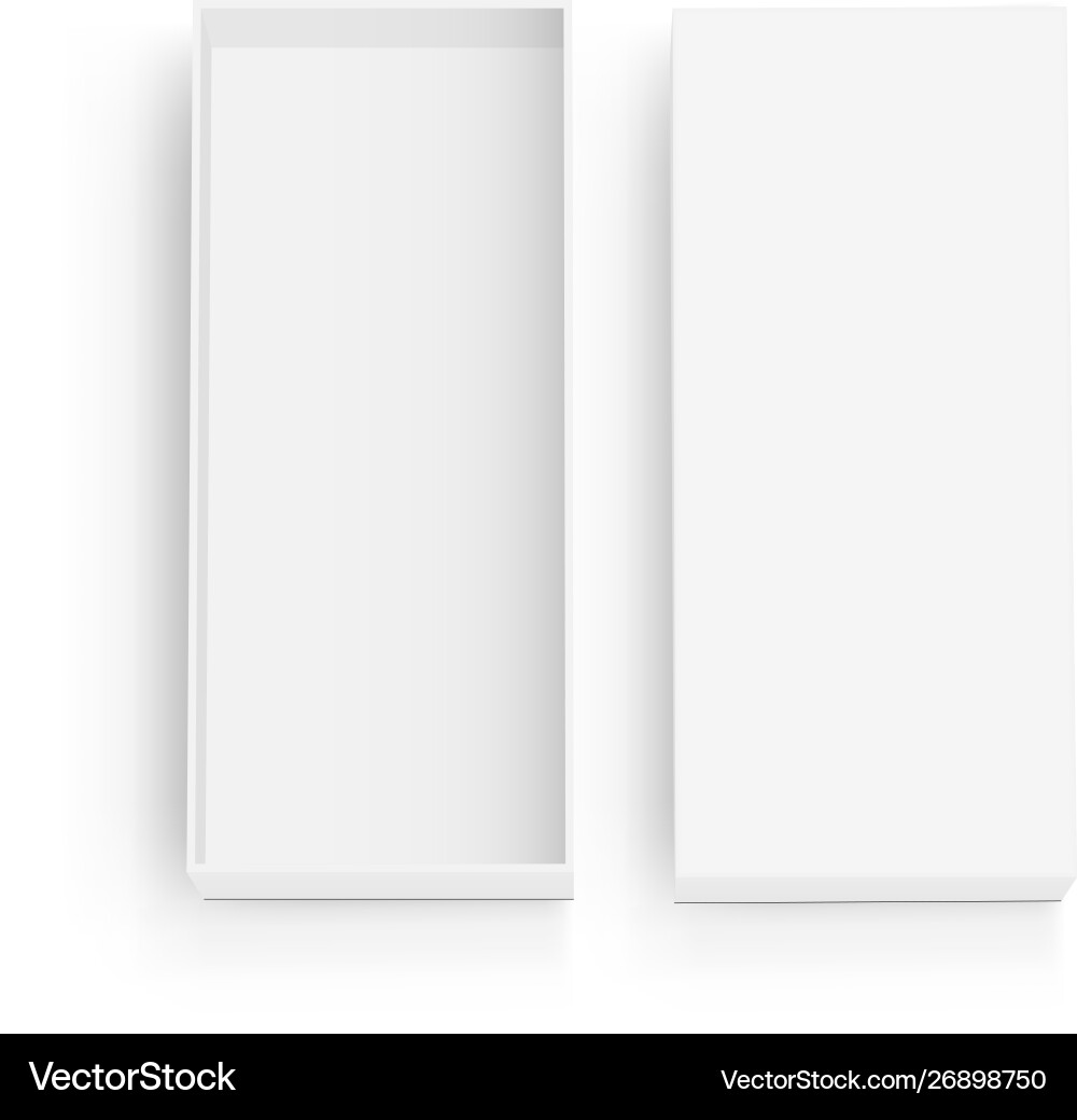 Empty rectangular box with lid mockup top view Vector Image