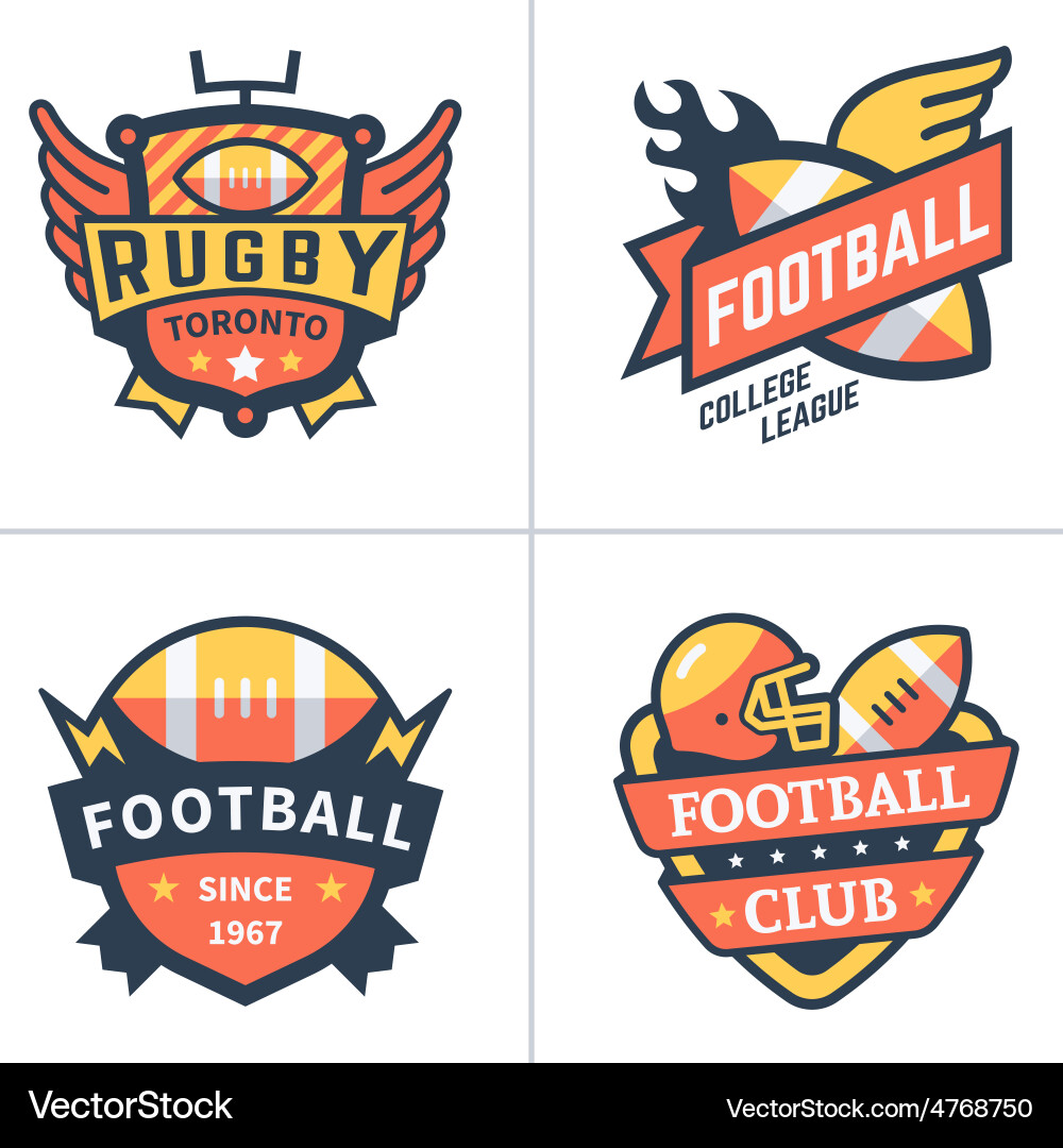 Football and rugby emblems Royalty Free Vector Image