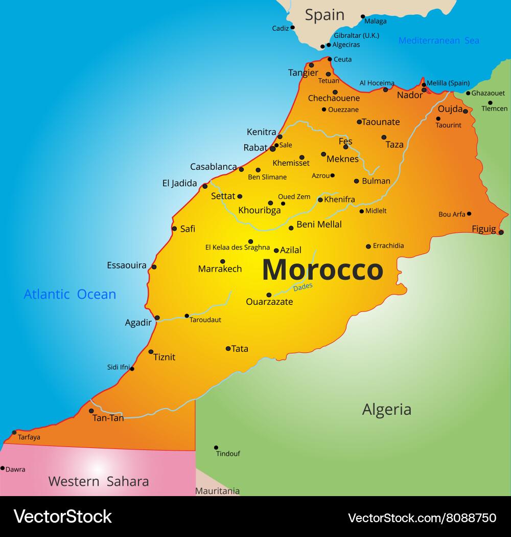Moroccan Map Royalty Free Vector Image - VectorStock
