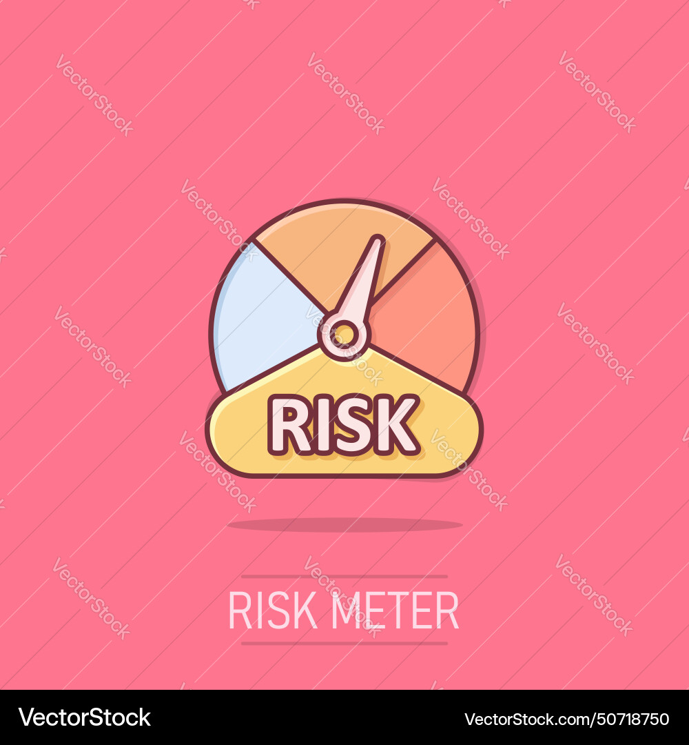 Risk meter icon in comic style rating indicator Vector Image