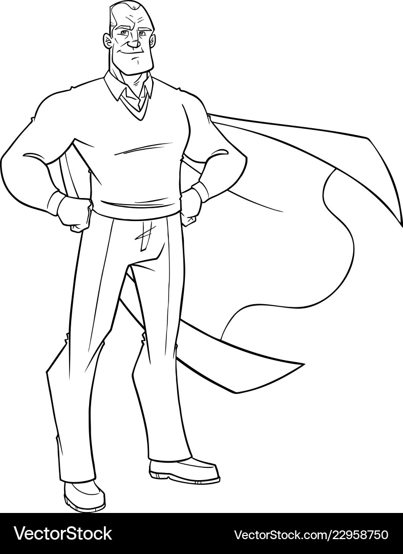Super grandpa line art Royalty Free Vector Image