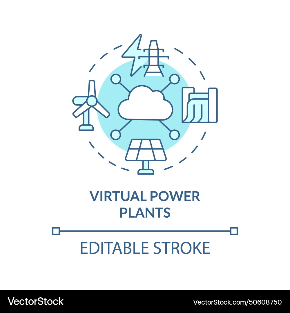 Virtual power plants soft blue concept icon Vector Image