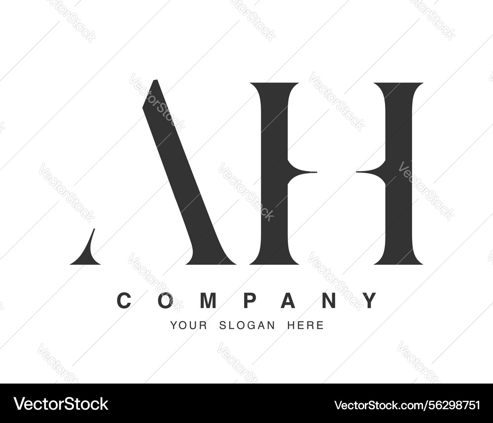 Ah logo design initial letter a and h serif font Vector Image