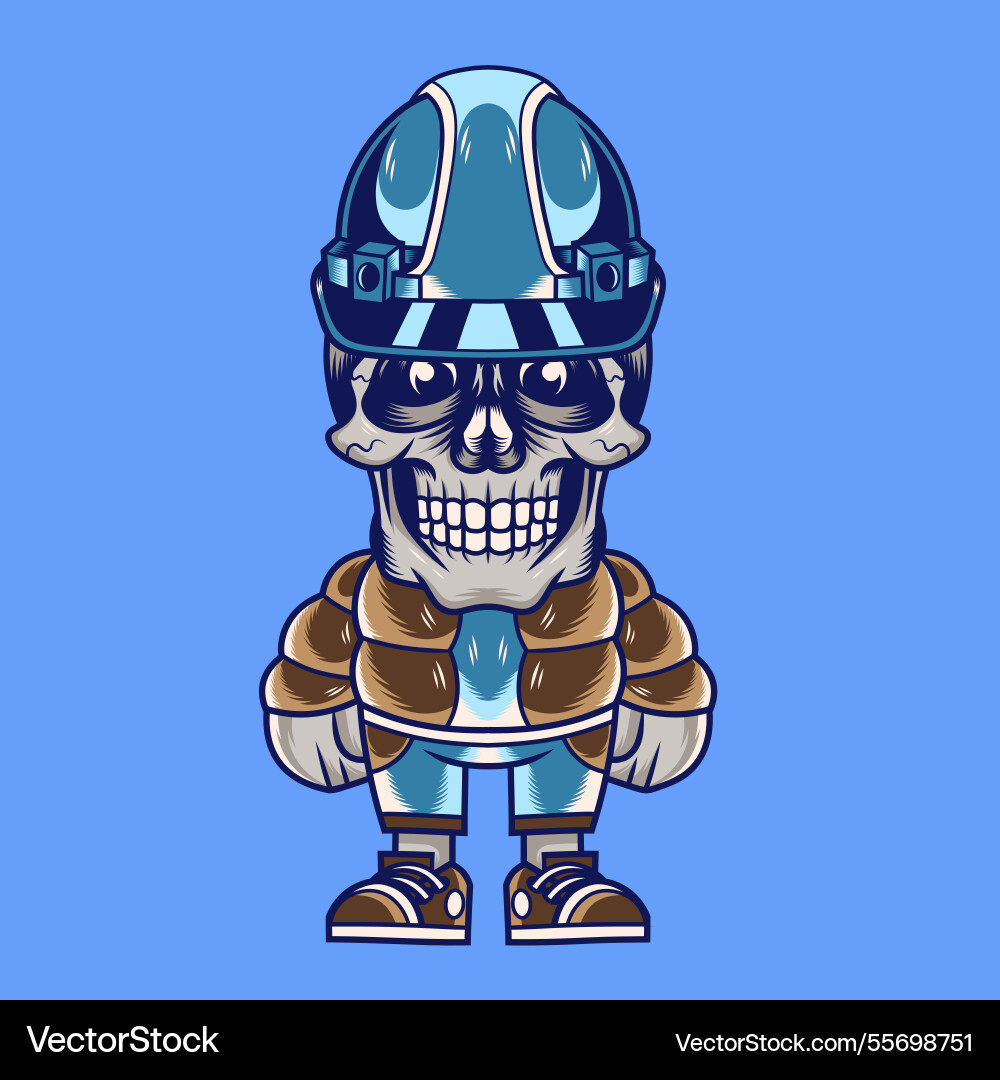 Cartoon skull construction safety helmet Vector Image