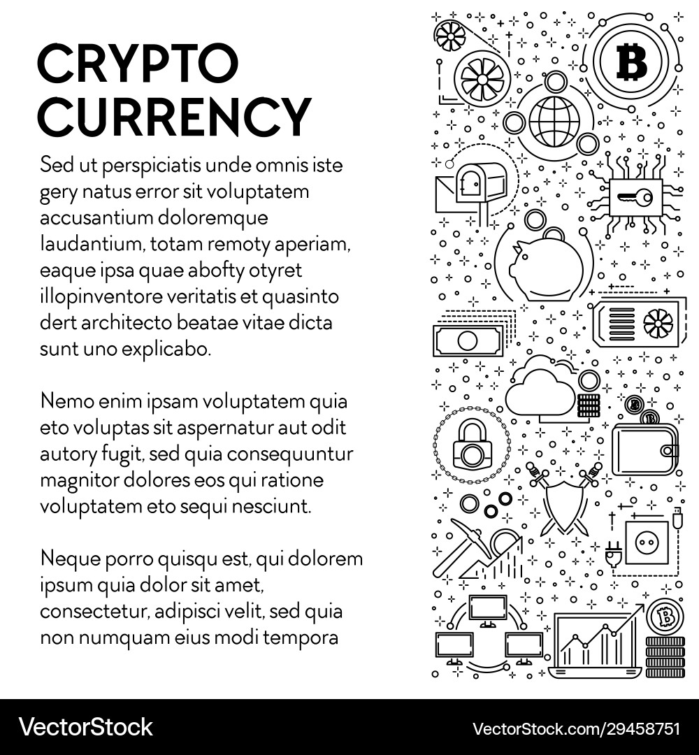 Cryptocurrency poster bitcoins mining and online Vector Image