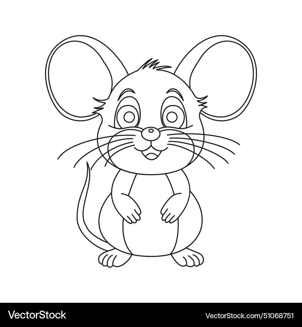 Mouse colorless black and white contour coloring Vector Image