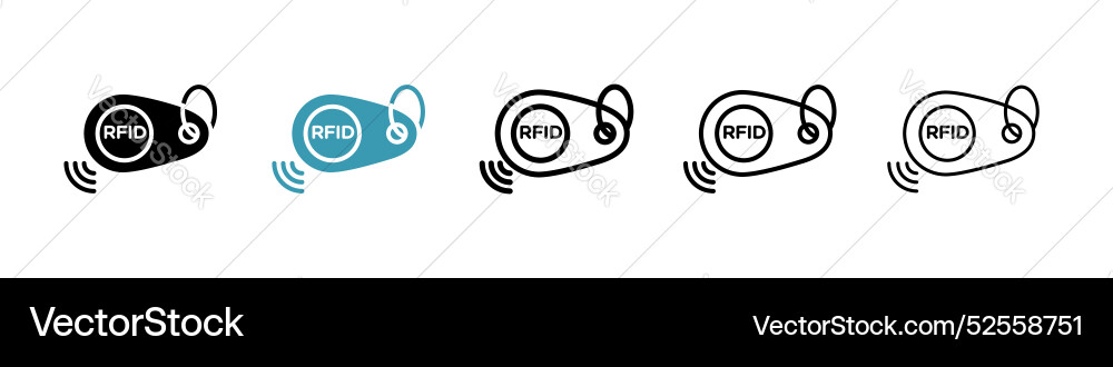 Rfid key tag icon set on white background Vector Image
