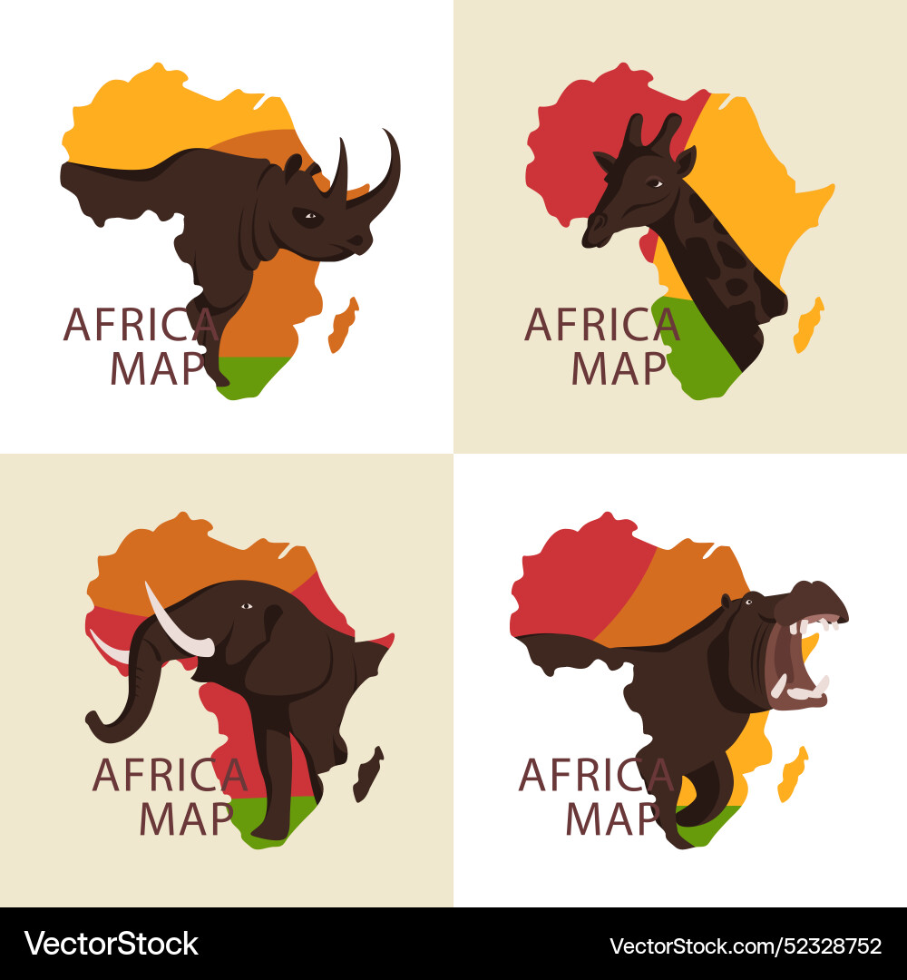 Africa map logo set Royalty Free Vector Image - VectorStock