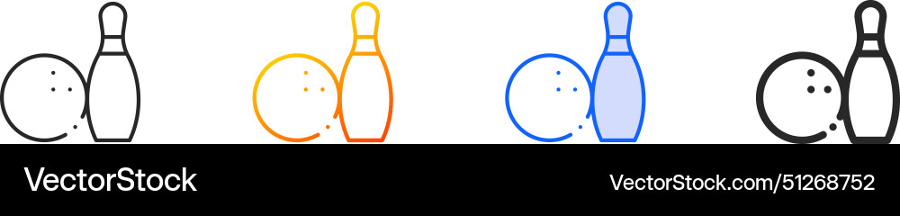 Bowling iconthin linear gradient blue stroke Vector Image
