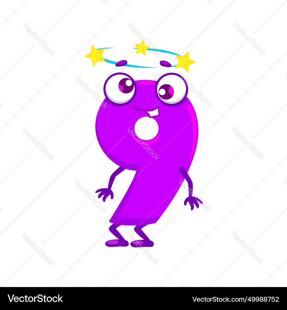 Cartoon funny math number nine 9 character Vector Image