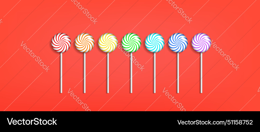 Colored candy poster 3d rainbow round spiral Vector Image