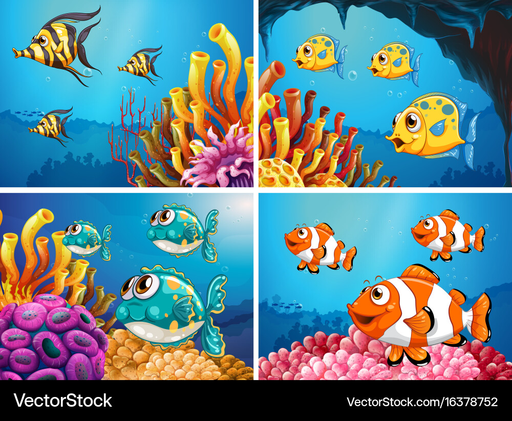 Fish swim under the ocean Royalty Free Vector Image