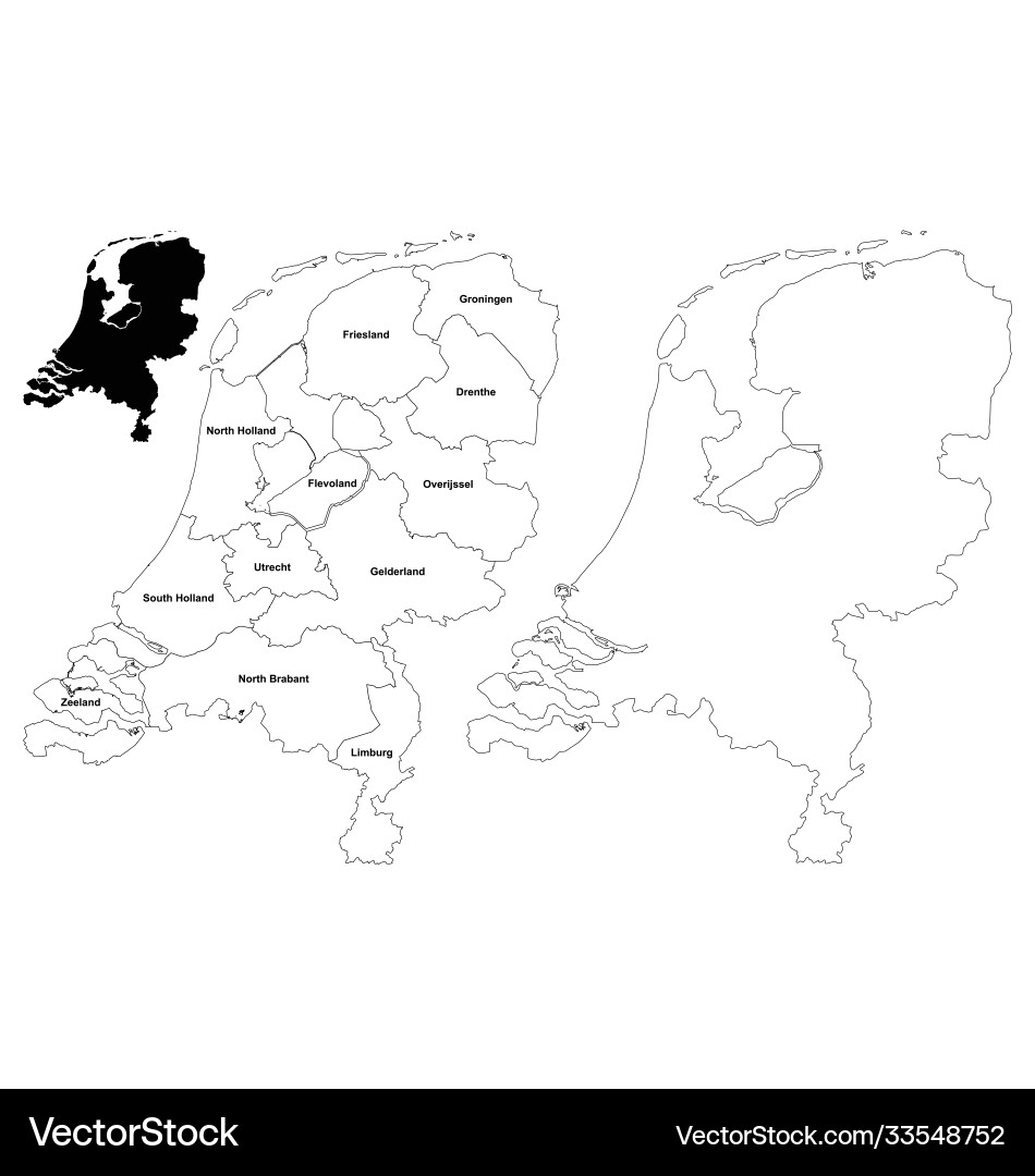 Netherlands Map Outline Map Of Netherlands, Filled With A Linear