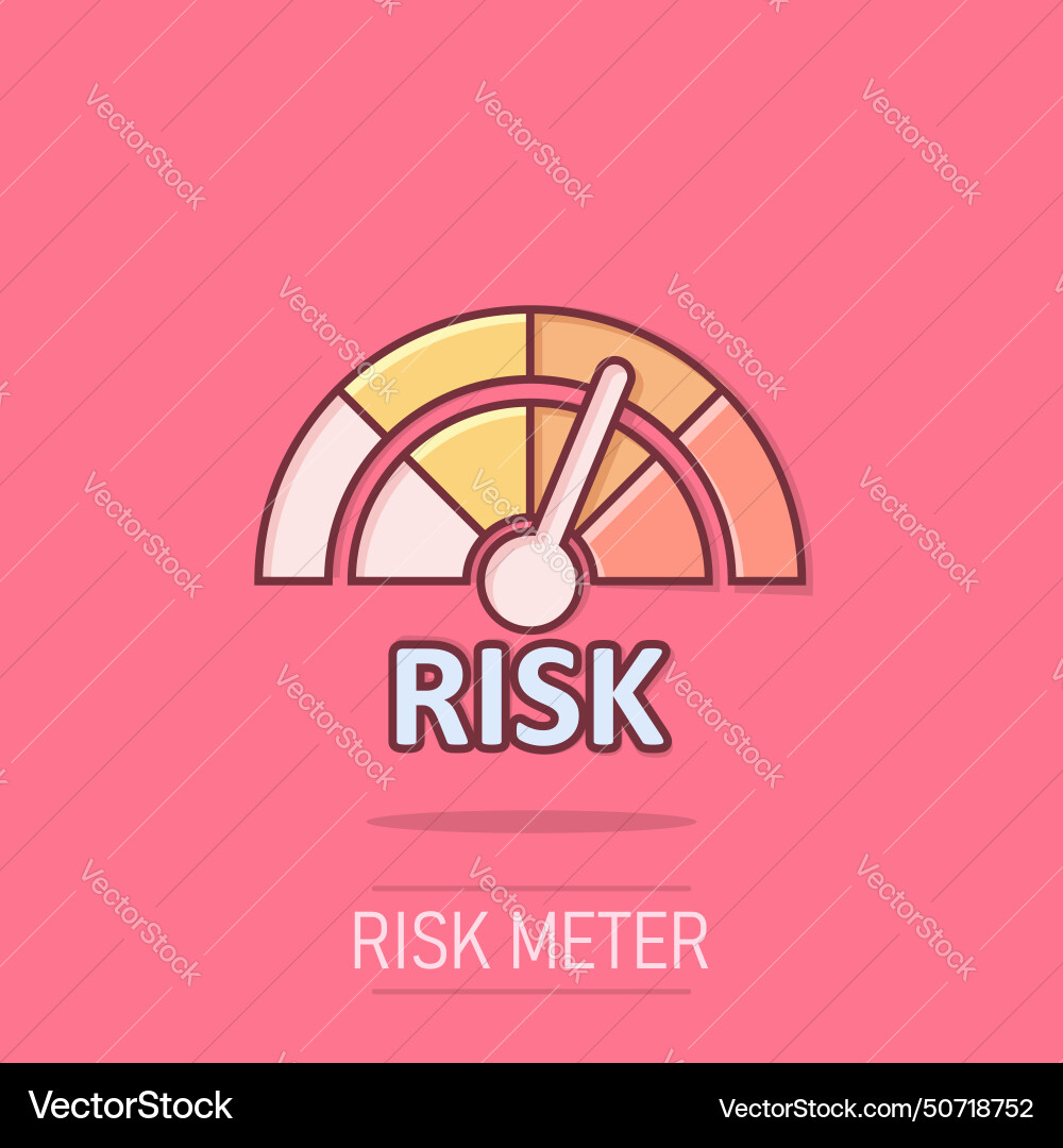 Risk meter icon in comic style rating indicator Vector Image