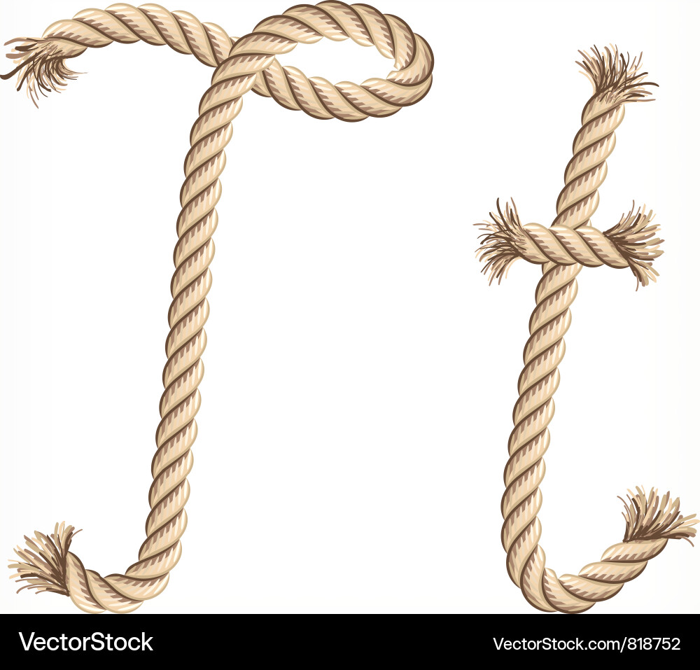 Rope alphabet letter t Royalty Free Vector Image
