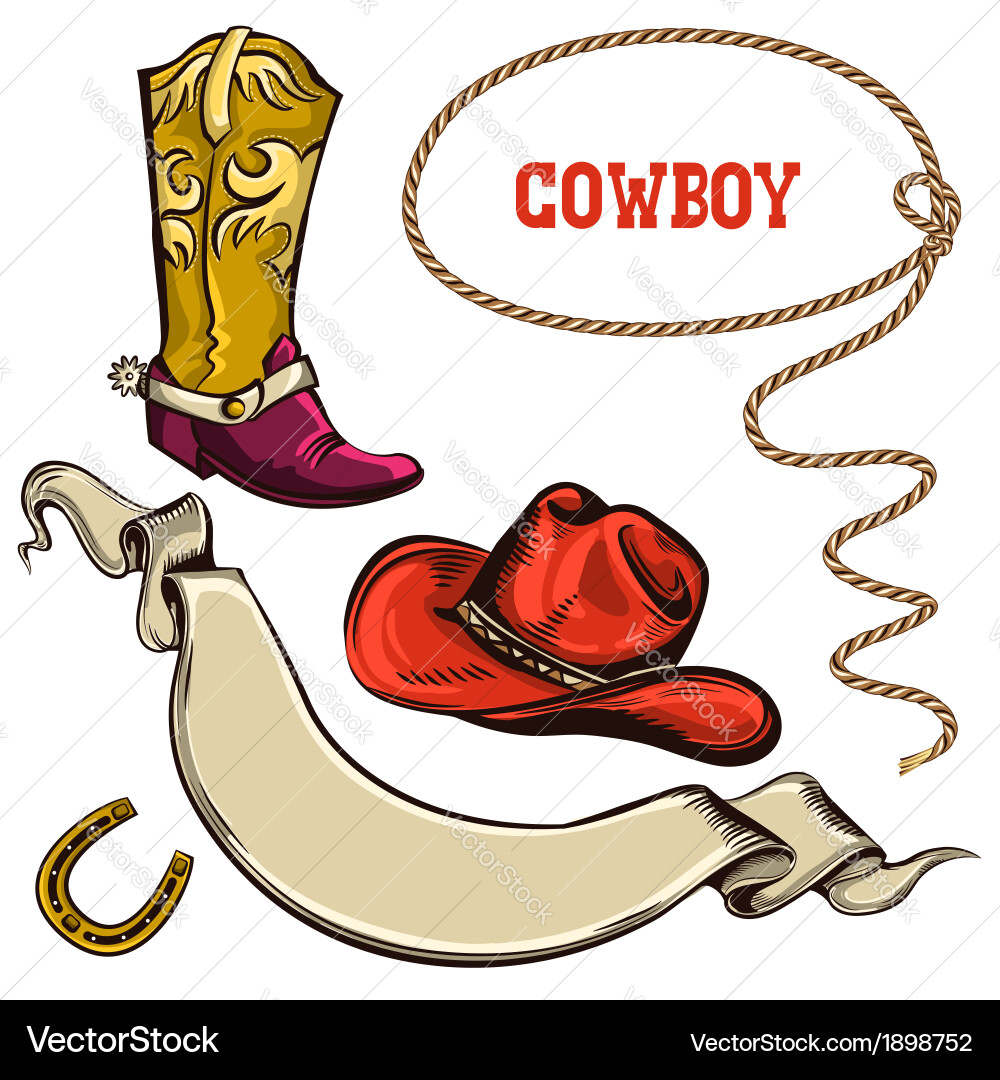 Western Cowboy Objects Royalty Free Vector Image