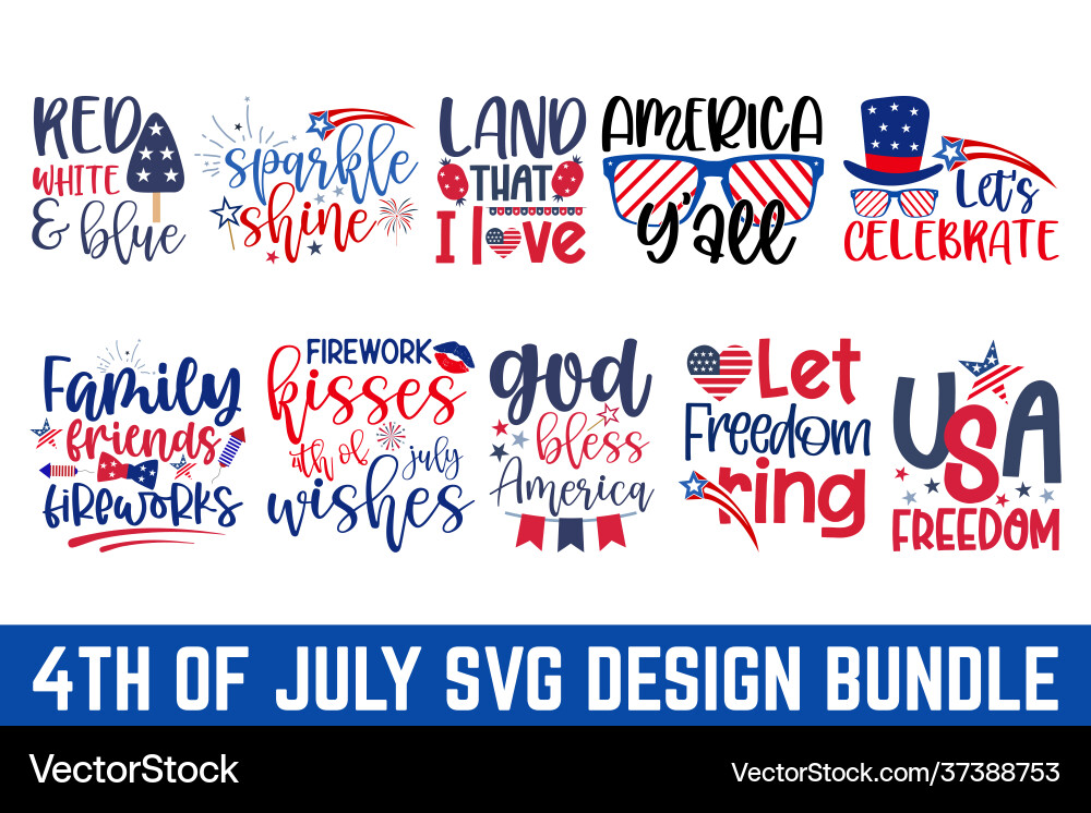 4th july calligraphy graphic design typography Vector Image