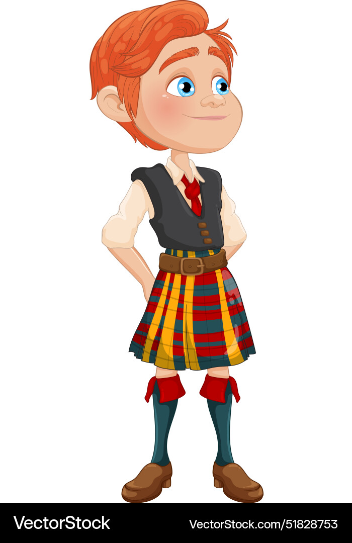 A boy in kilt and vest Royalty Free Vector Image