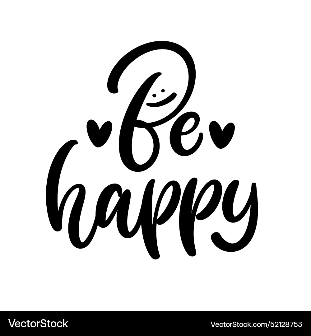 Be happy hand drawn script calligraphy lettering Vector Image