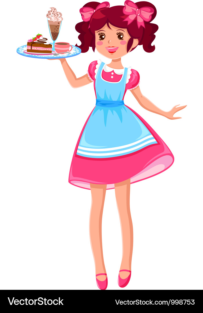Cute waitress Royalty Free Vector Image - VectorStock