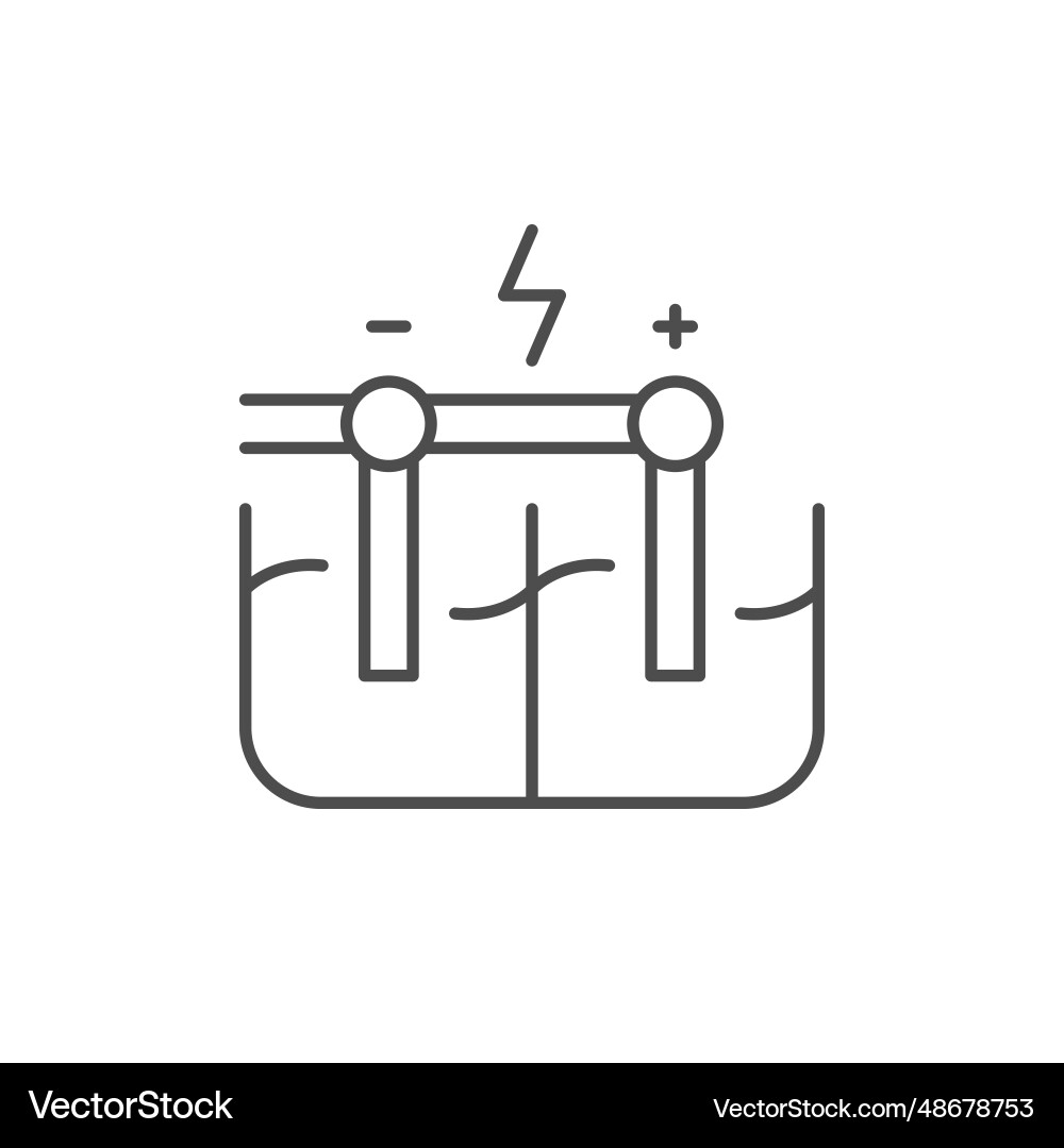Electrolysis process line outline icon Royalty Free Vector