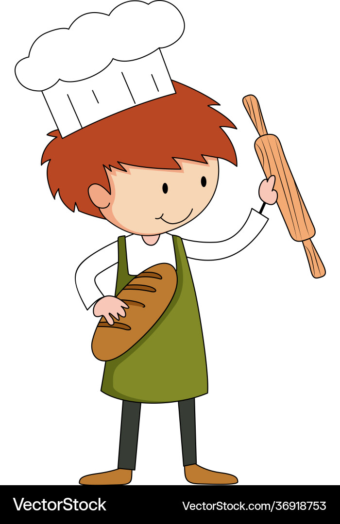 Little baker holding baking stuff cartoon Vector Image