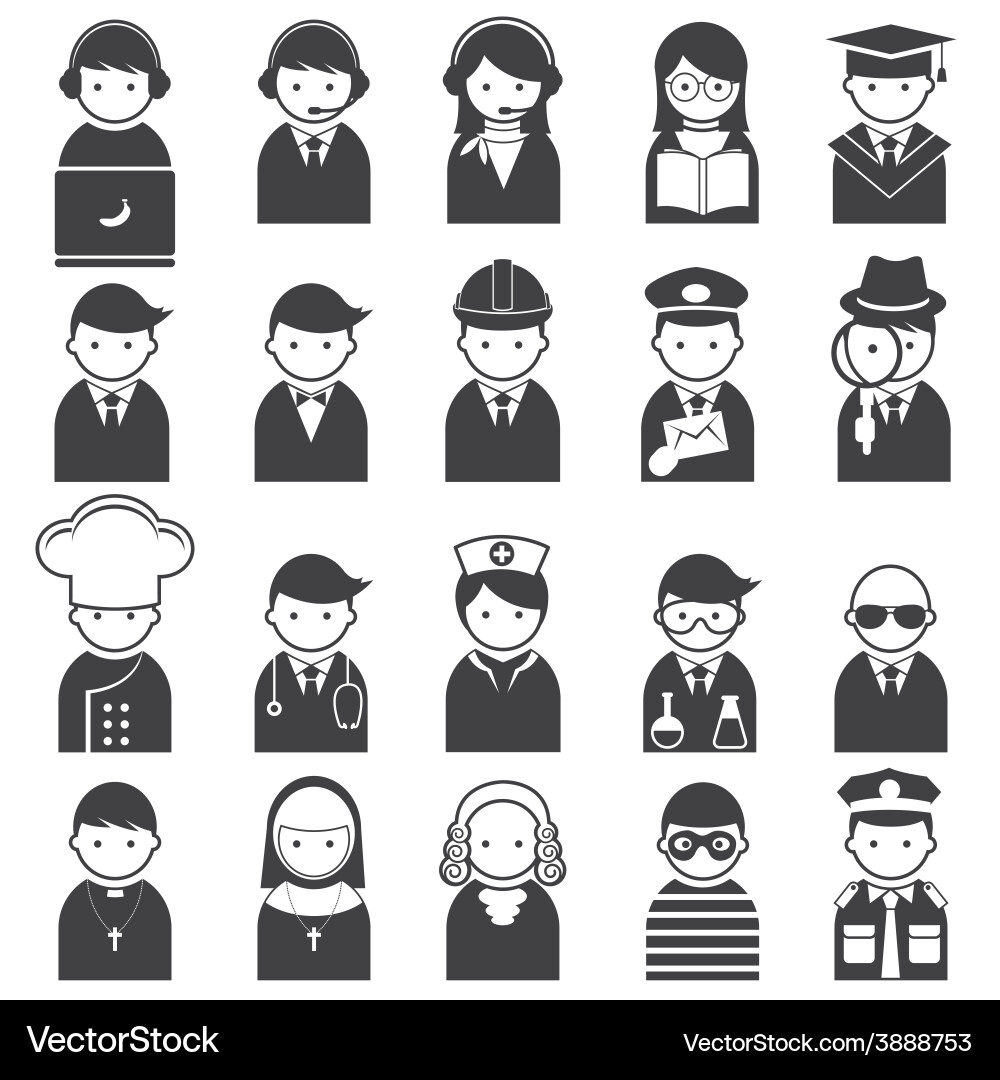 Occupation Symbol Icons Set Royalty Free Vector Image