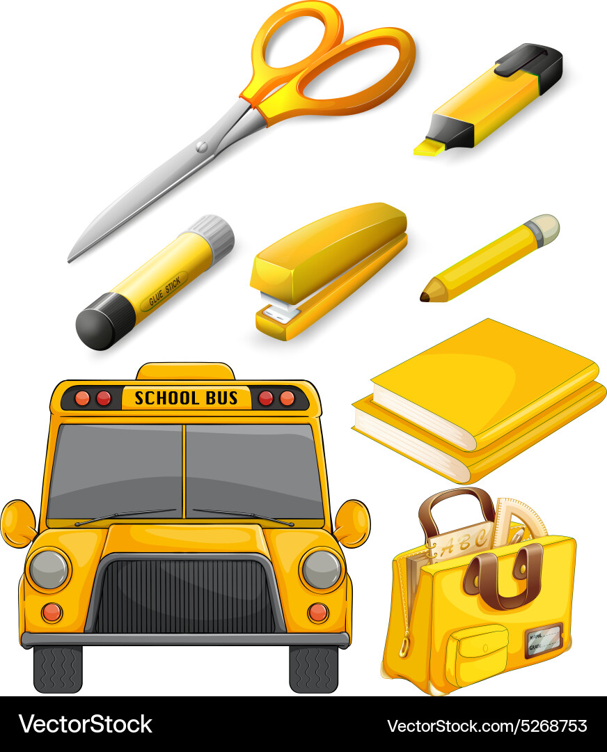 School objects Royalty Free Vector Image - VectorStock