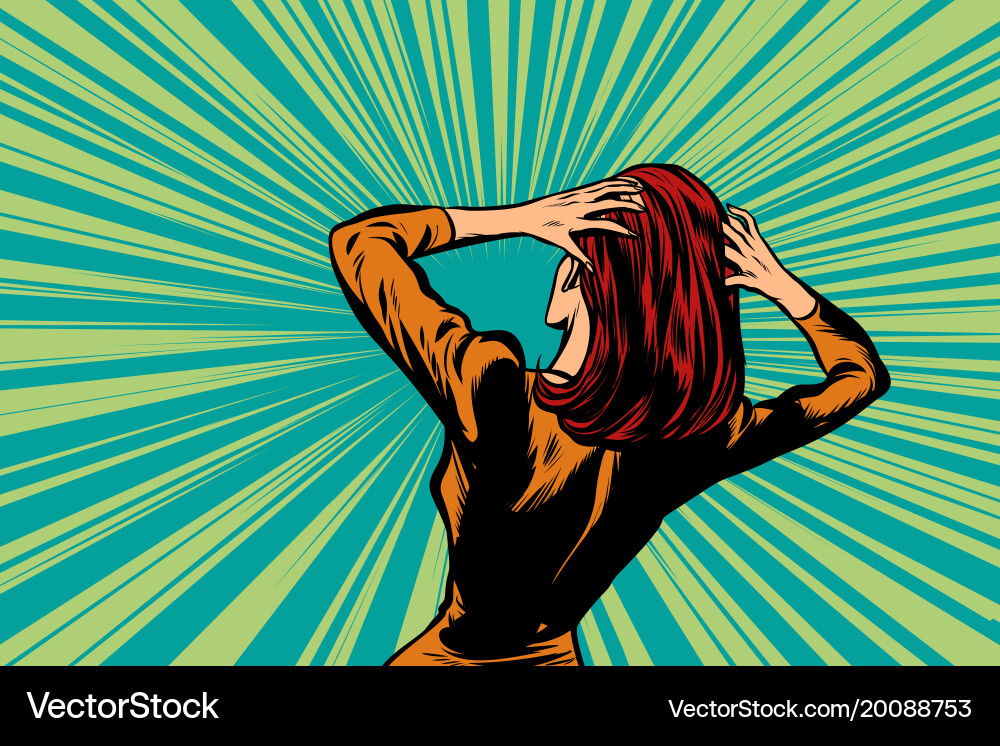 Shocked woman back human reaction Royalty Free Vector Image