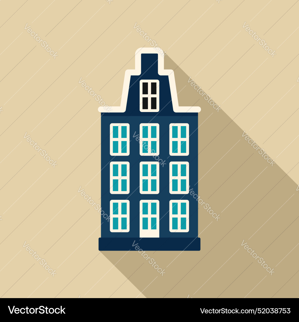 Traditional dutch house casting long shadow Vector Image