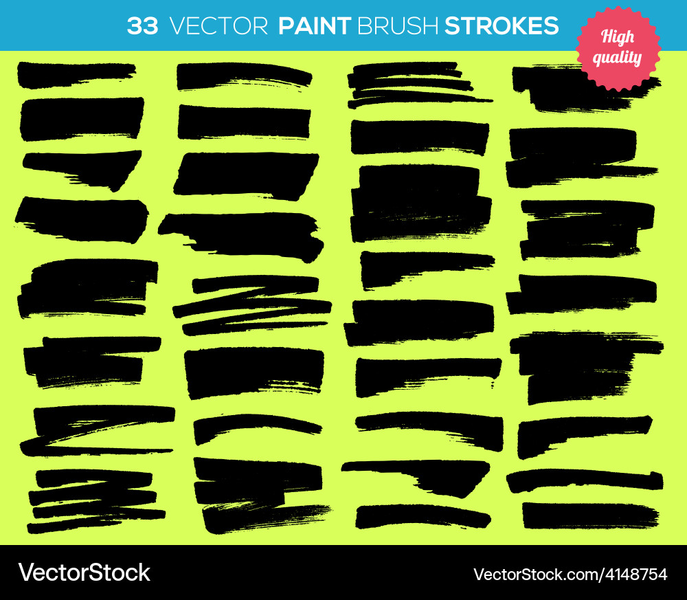 33 paint brushes ink strokes splash Royalty Free Vector